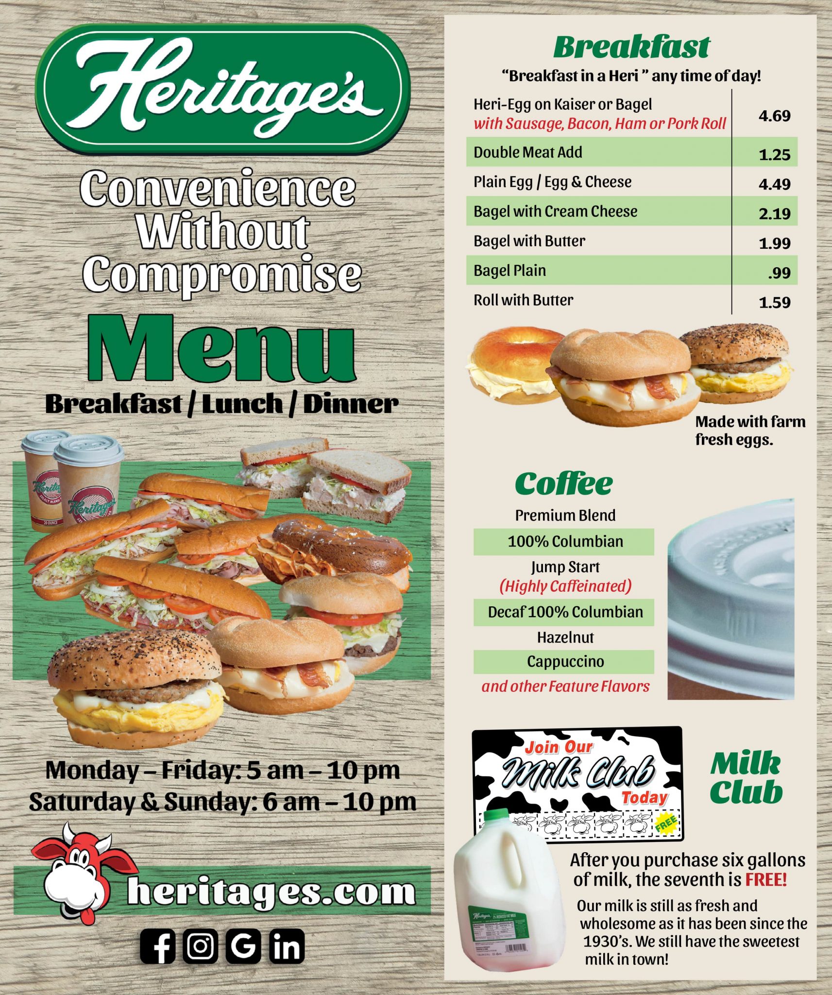 Full Menu - Heritage's Dairy Stores
